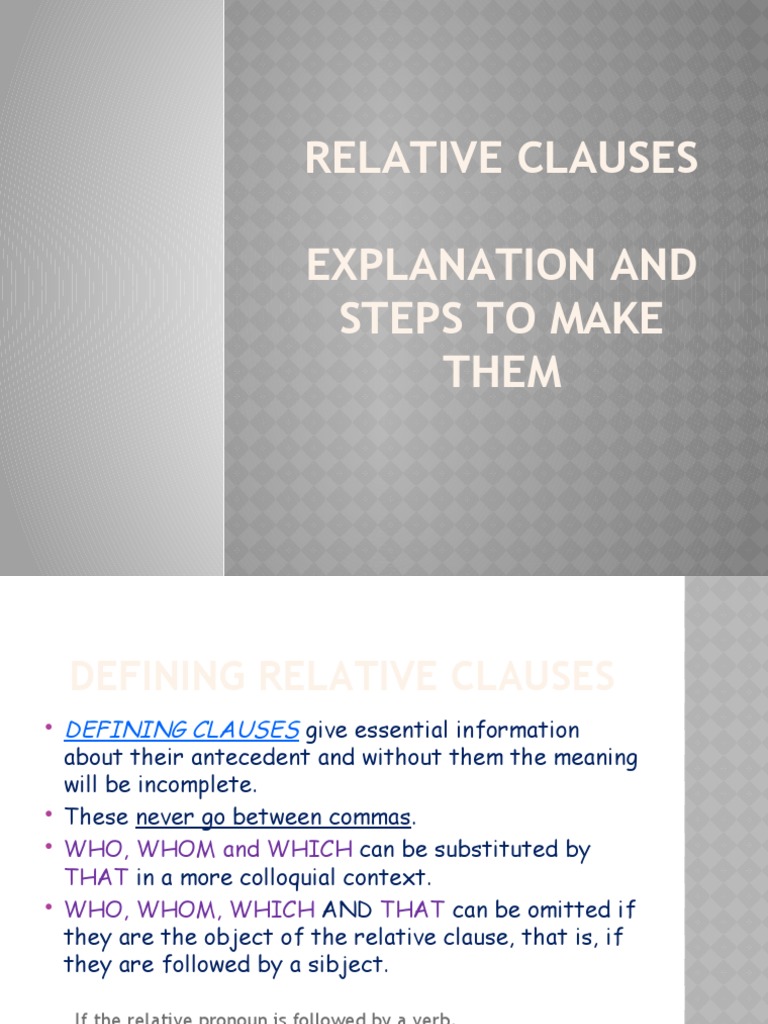 Relative Clauses Explanation and Steps To Make Them | PDF | Semantic ...