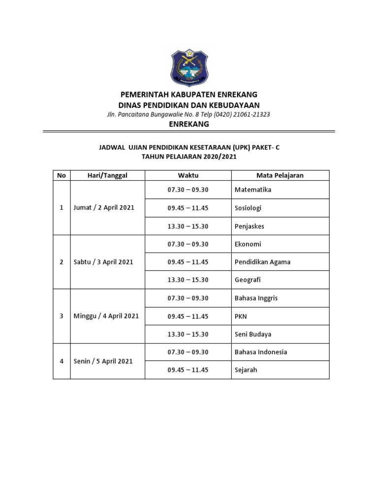 JADWAL UPK PAKET C-Dikonversi | PDF