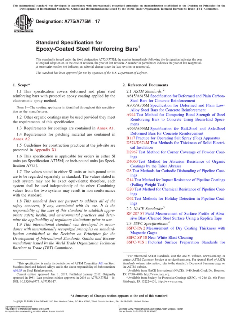 ASTM A775 - A775M - Dowel Bars Epoxy Coating | PDF | Materials ...