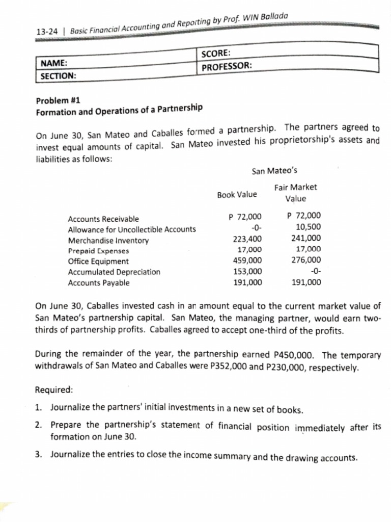 Partnership Profit Distribution Problems | PDF | Partnership | Book Value