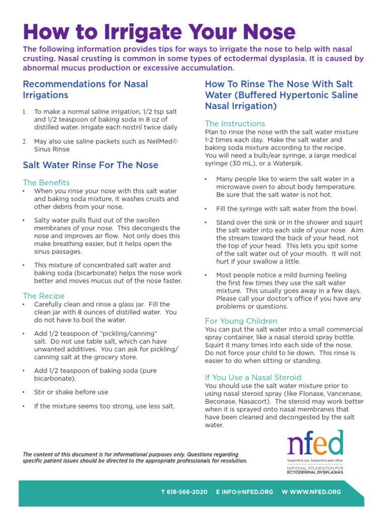 How To Irrigate Your Nose | PDF | Human Nose | Saline (Medicine)