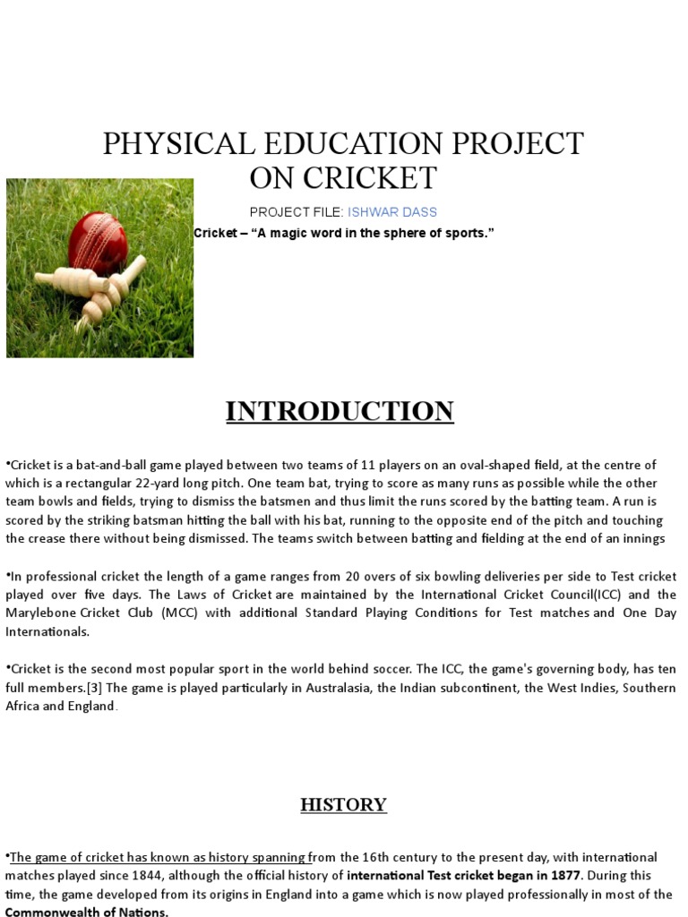 Cricket Project for Physical Education | PDF | Bowling (Cricket) | Cricket
