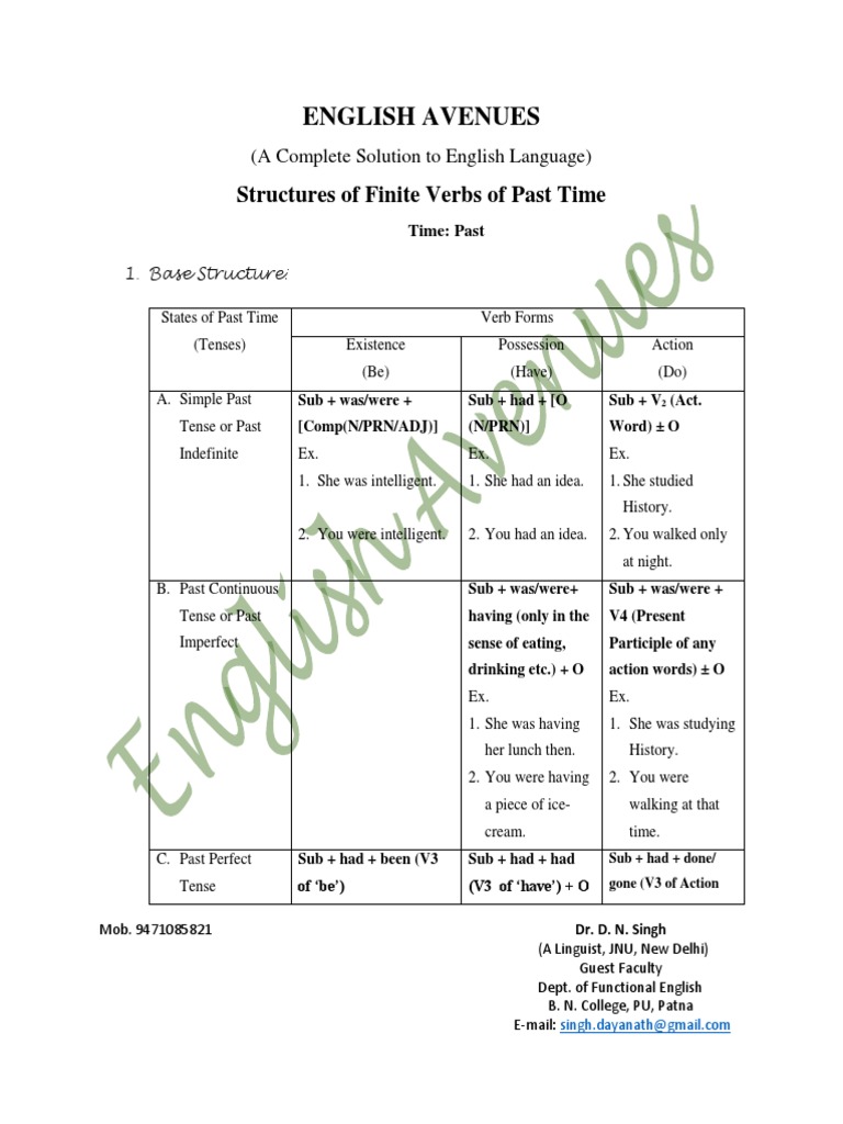 Introduction To Past Tense | PDF | Grammatical Tense | Linguistic ...
