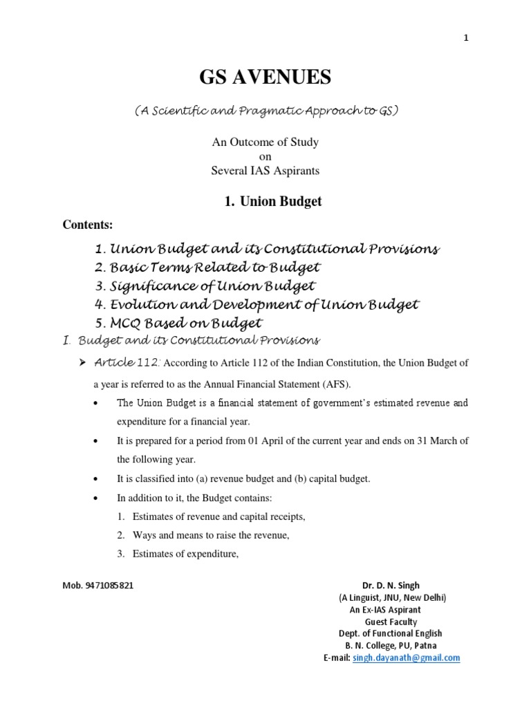 Union Budget and Article 112 Overview | PDF | Budget | Bill (Law)