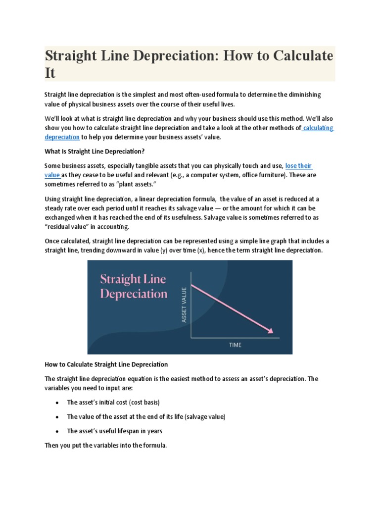 Straight Line Depreciation How To Calculate It | PDF | Depreciation ...