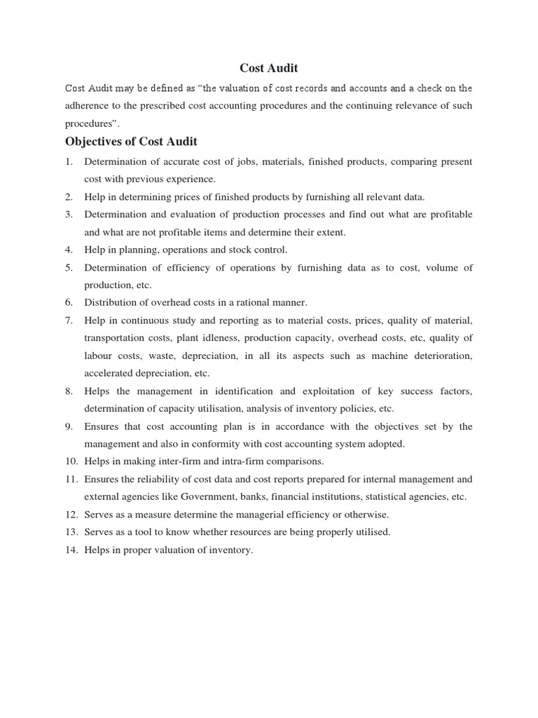 Cost Audit | Download Free PDF | Audit | Cost Accounting