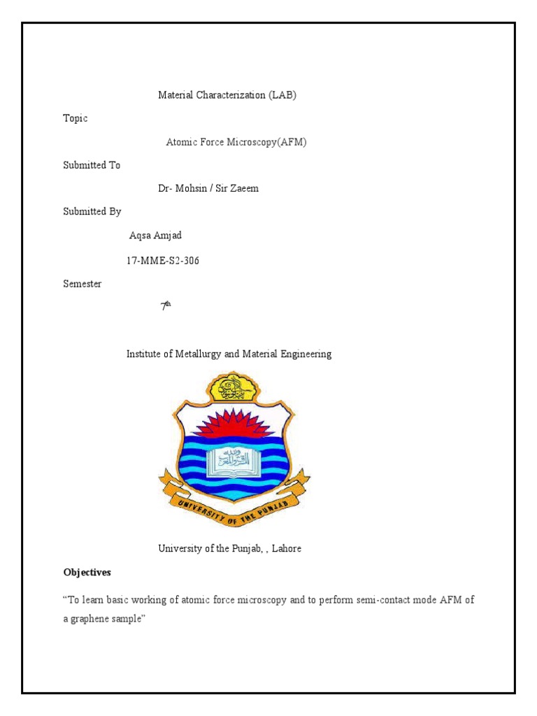 AFM Lab Report1 | PDF | Atomic Force Microscopy | Microscope