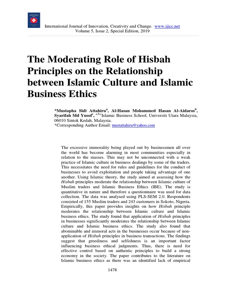 The Moderating Role of Hisbah Principles | PDF | Business Ethics ...