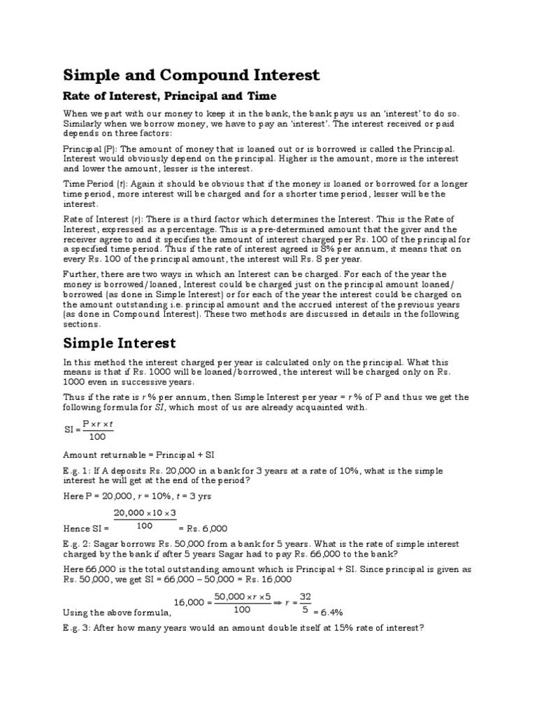 Simple vs Compound Interest Explained | PDF | Interest | Compound Interest