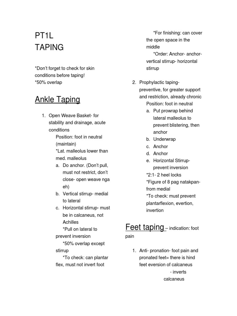 Taping Techniques Notes | Download Free PDF | Foot | Anatomical Terms ...