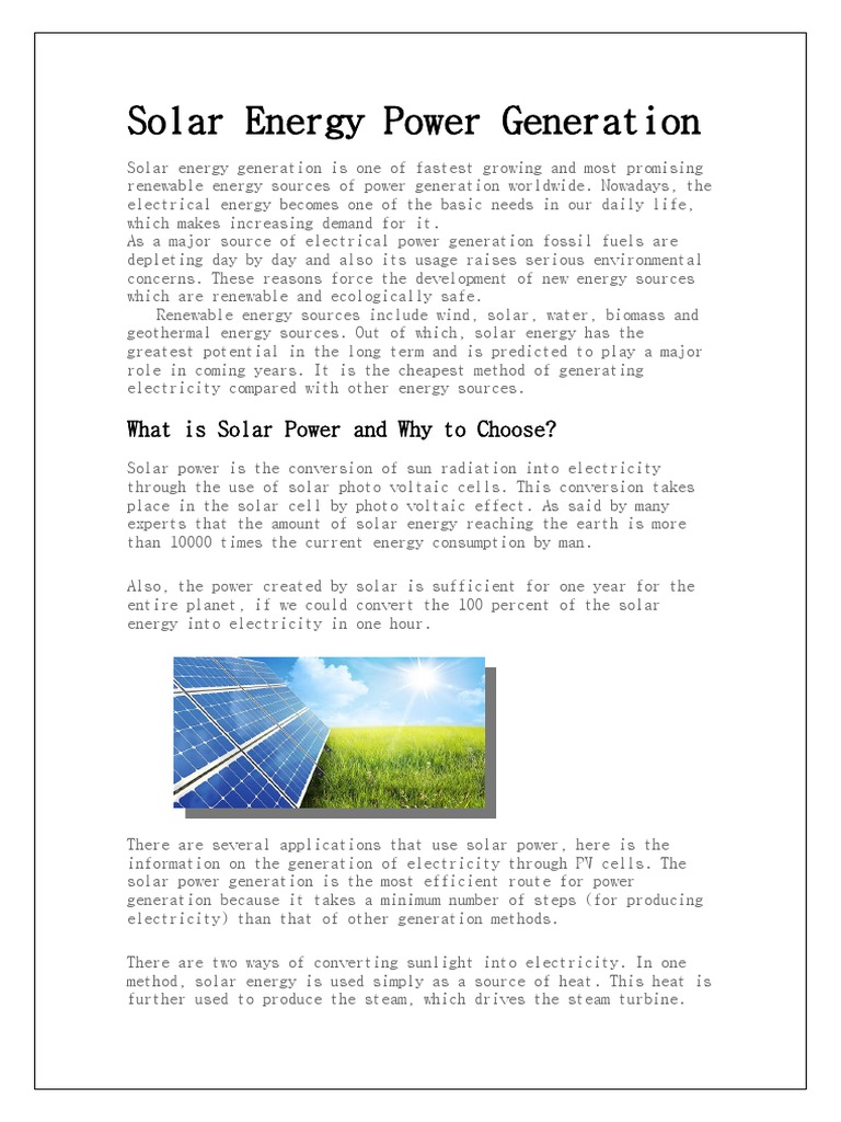 Artice For Magazine Solar Energy by Naman Pandey B.Tech 2nd Year | PDF ...
