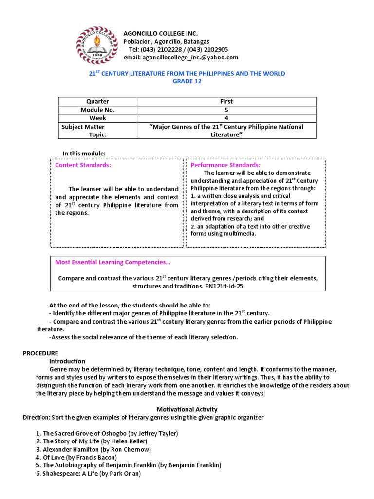 21st Century Lit Module 5&6 | PDF | Narration | Plot (Narrative) 21st Century Lit Module 5&6 | PDF | Narration | Plot (Narrative)