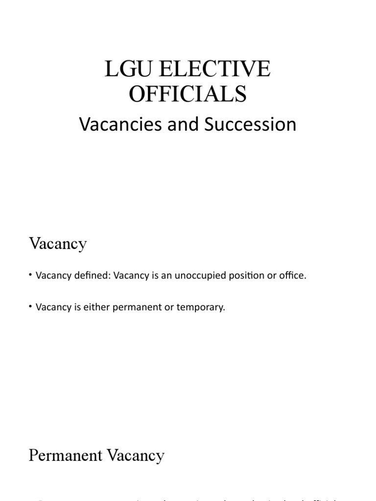 Lgu Elective Officials: Vacancies and Succession | PDF | Government ...