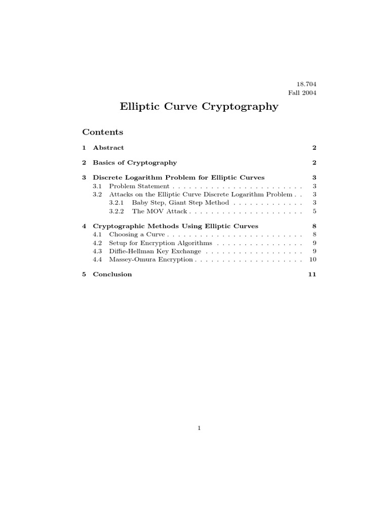 Elliptic Curve Cryptography | PDF | Cryptography | Key (Cryptography)