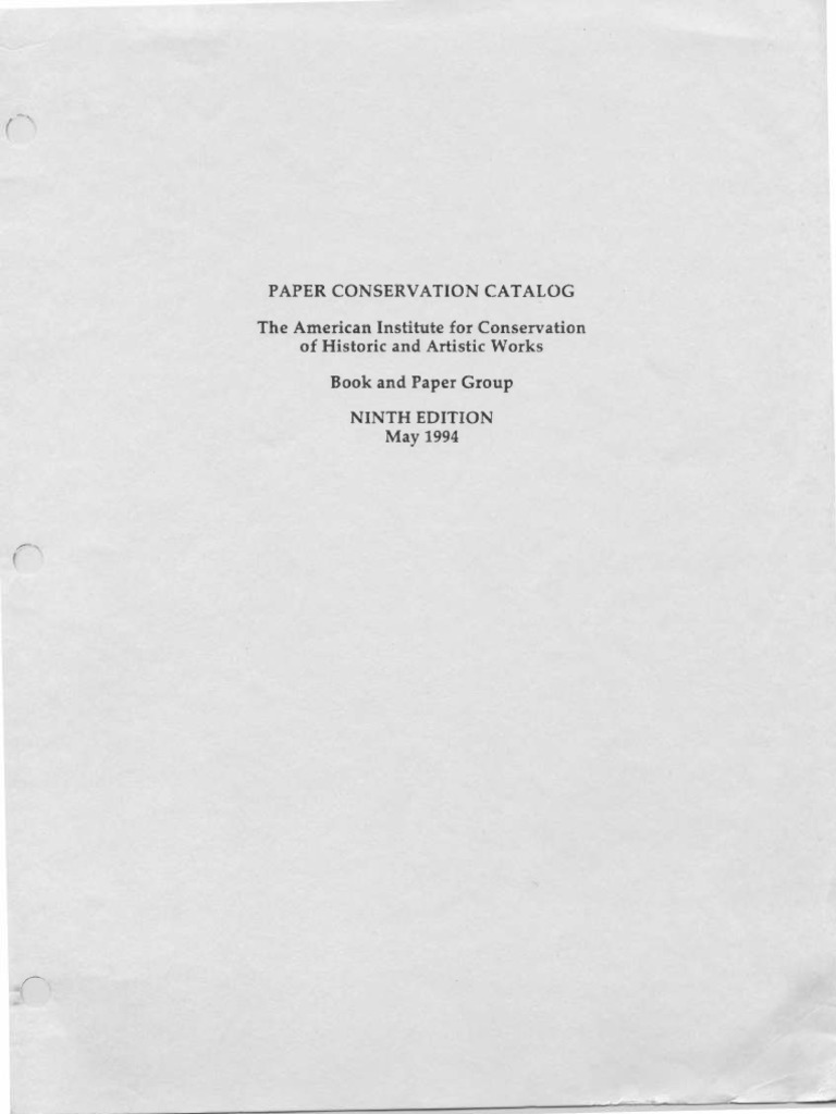 Paper Conservation Catalog The American Institute For Conservation of ...