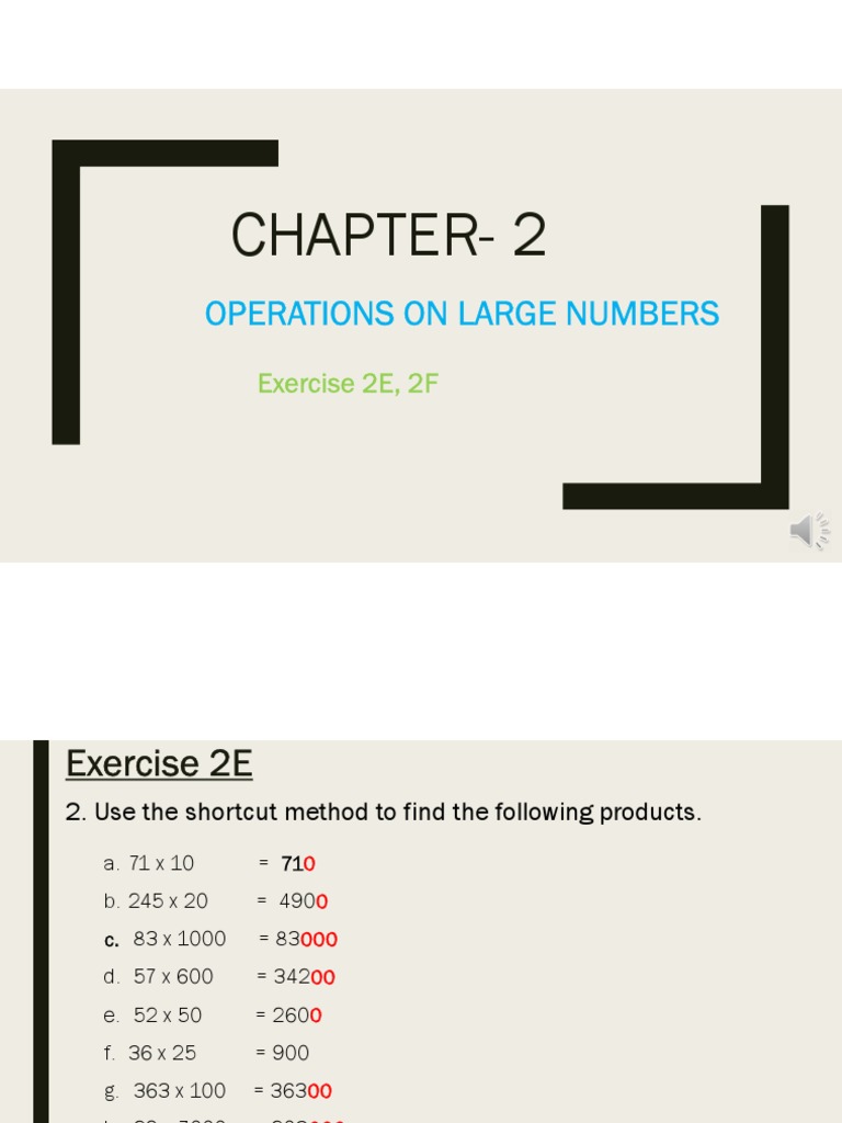Chapter 2 Operations On Large Numbers Exercise 2E, 2F | PDF