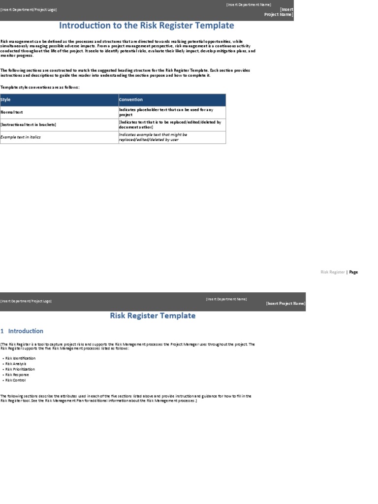 3.4 Supporting Doc Risk Register Template With Instructions | Download ...