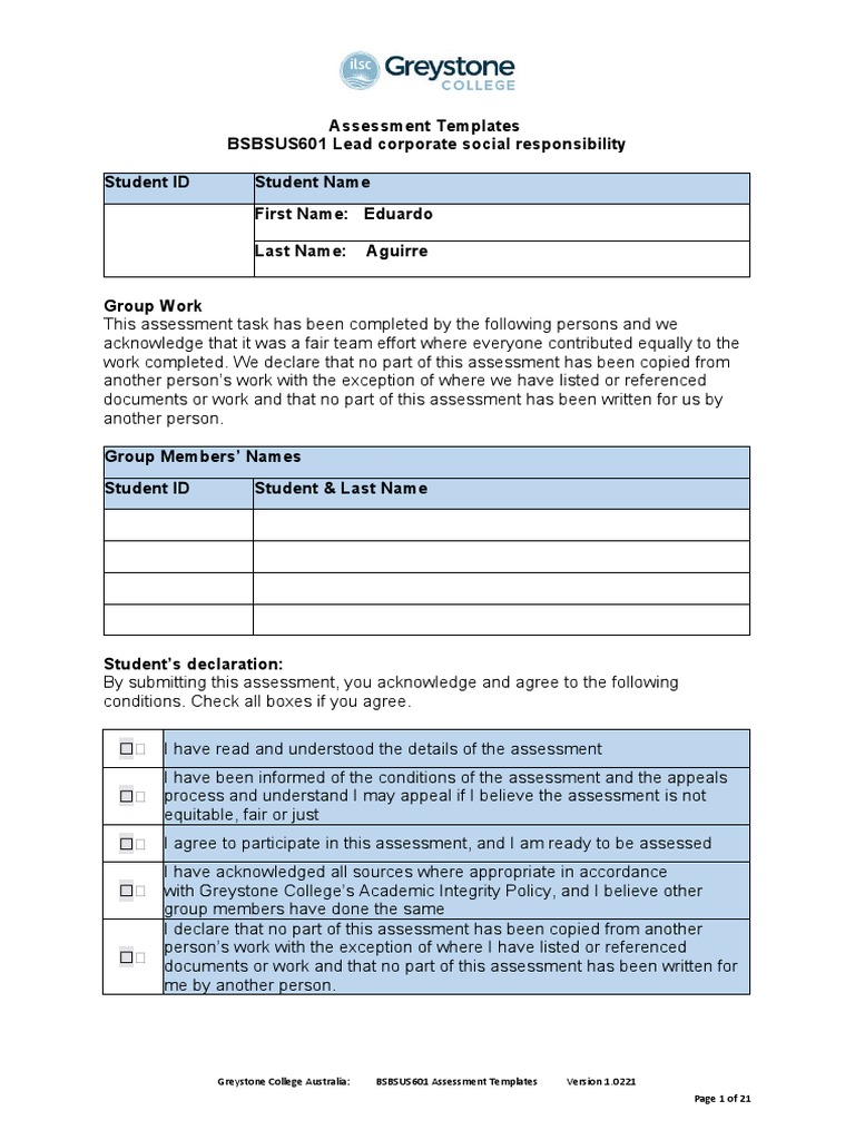 CSR Assessment Guide | PDF | Corporate Social Responsibility | Swot ...