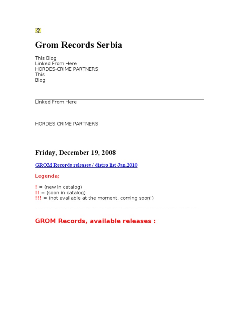 Grom Records Serbia: Friday, December 19, 2008 | PDF | Heavy Metal ...