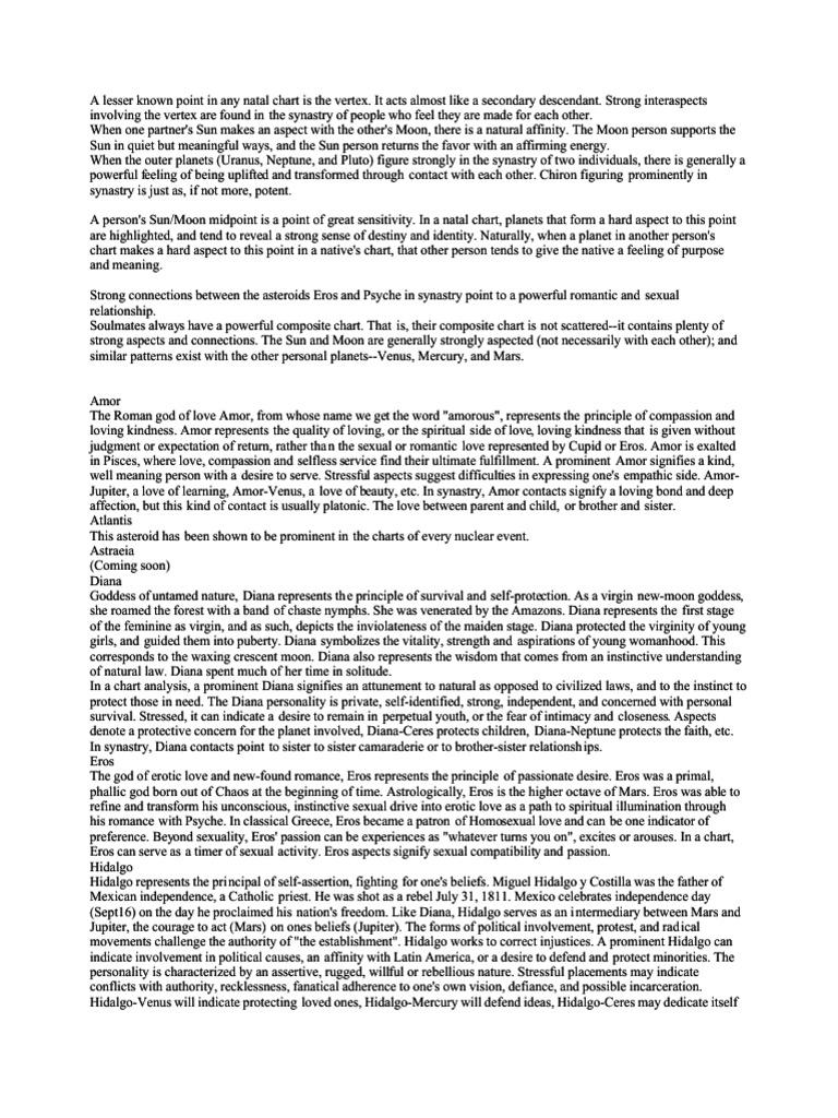 Asteroids Synastry | PDF | Love | Planets In Astrology