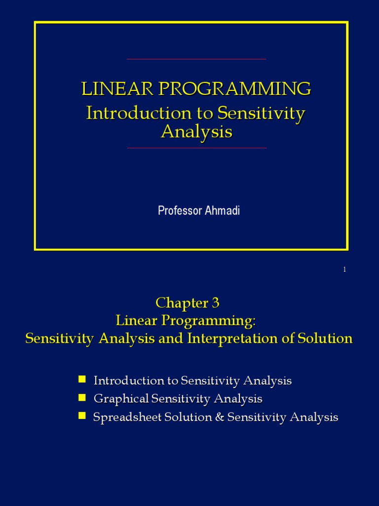 Linear Programming Introduction To Sensitivity Analysis | PDF | Mathematical Optimization ...