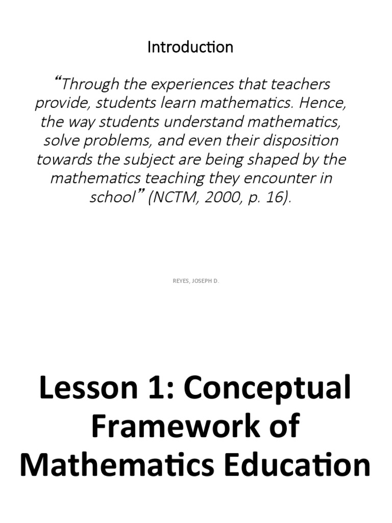 Lesson 1 Conceptual Framework of Mathematics From K 3 | PDF | Learning ...