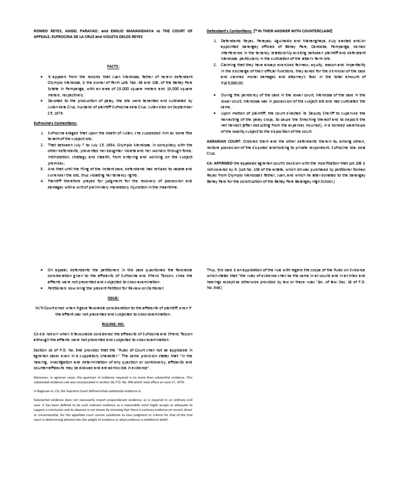 Reyes VS Ca | PDF | Affidavit | Evidence