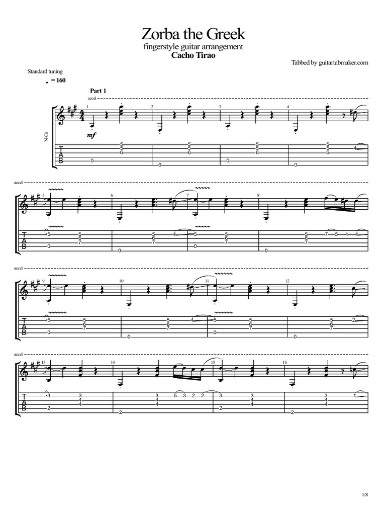 Zorba the Greek Guitar Tab PDF | PDF | Chordophones | Guitar Family ...
