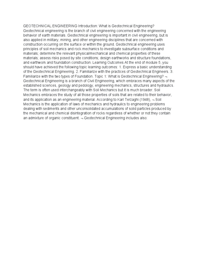 GEOTECHNICAL ENGINEERING Introduction | PDF