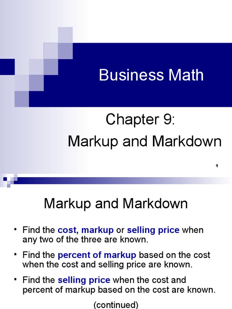 Business Math: Markup and Markdown | PDF | Prices | Cost