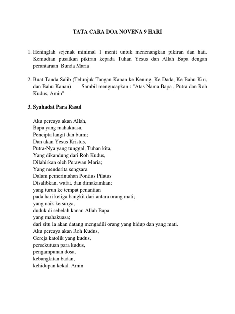 Tata Cara Doa Novena 9 Hari | PDF