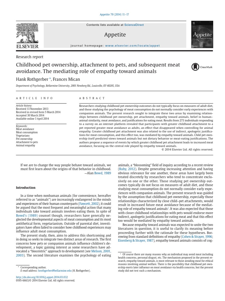 Appetite: Hank Rothgerber, Frances Mican | PDF | Empathy | Attachment ...