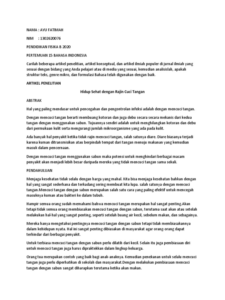 PFB - AYU FATIMAH - 1302620076 - TGS Pertemuan 15 - BAHASA INDONESIA | PDF