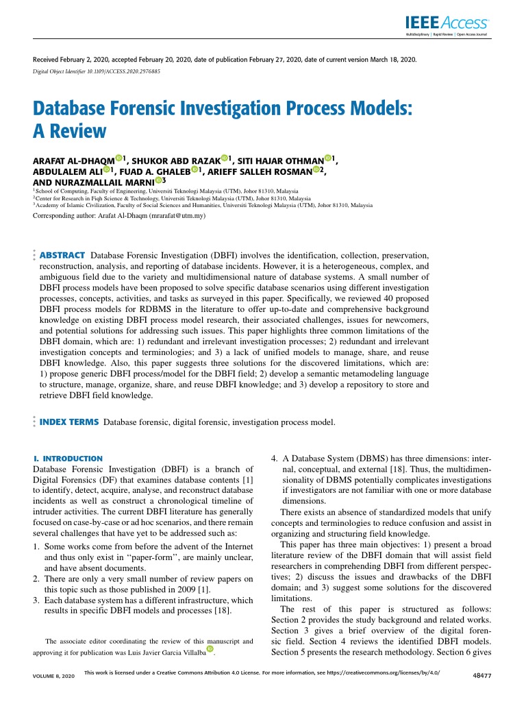 Database Forensic Investigation Process Models A Review | PDF | Databases | Digital Forensics