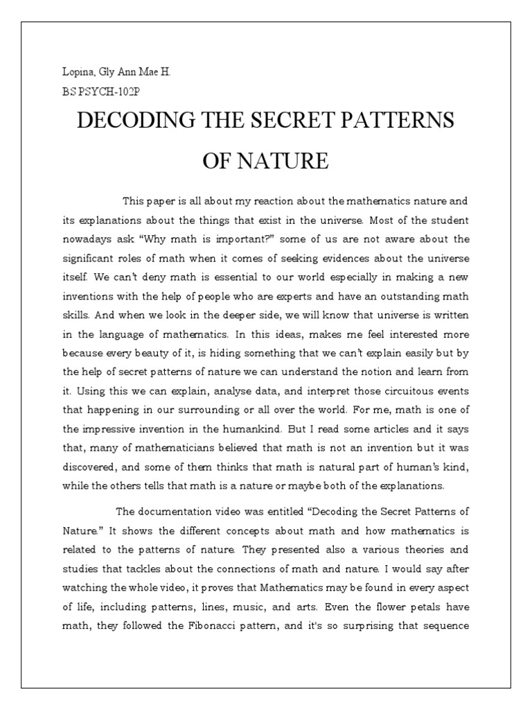 Decoding in Secret Patterns of Nature Reaction Paper | PDF ...