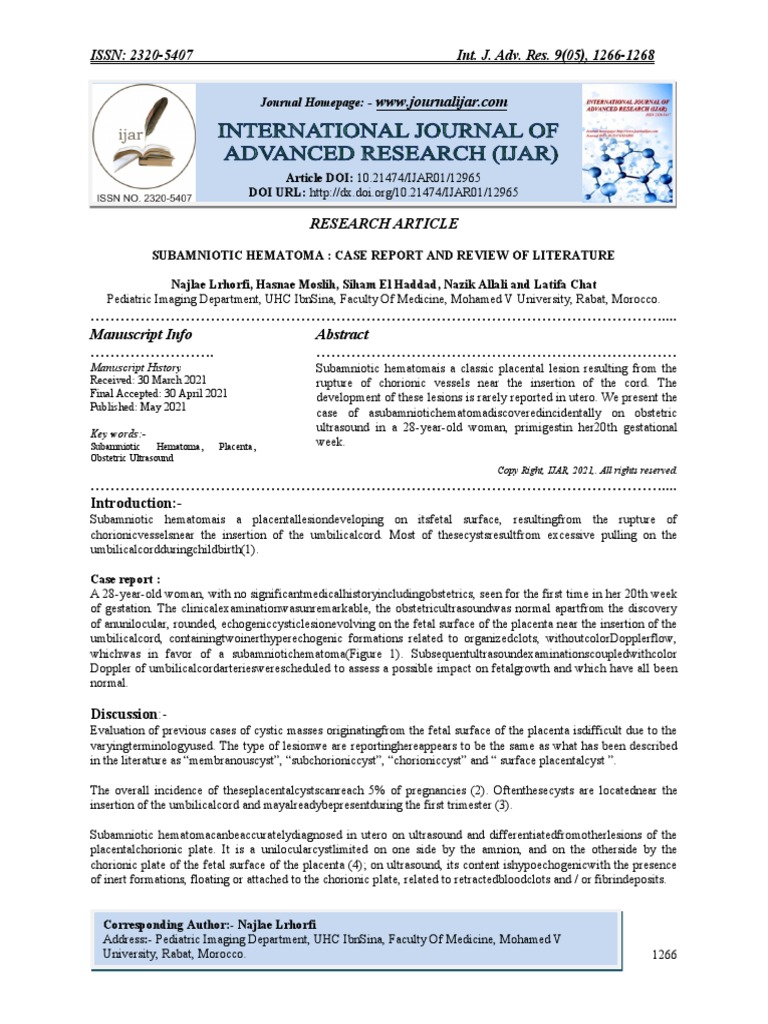 Subamniotic Hematoma: Case Report and Review of Literature | PDF ...