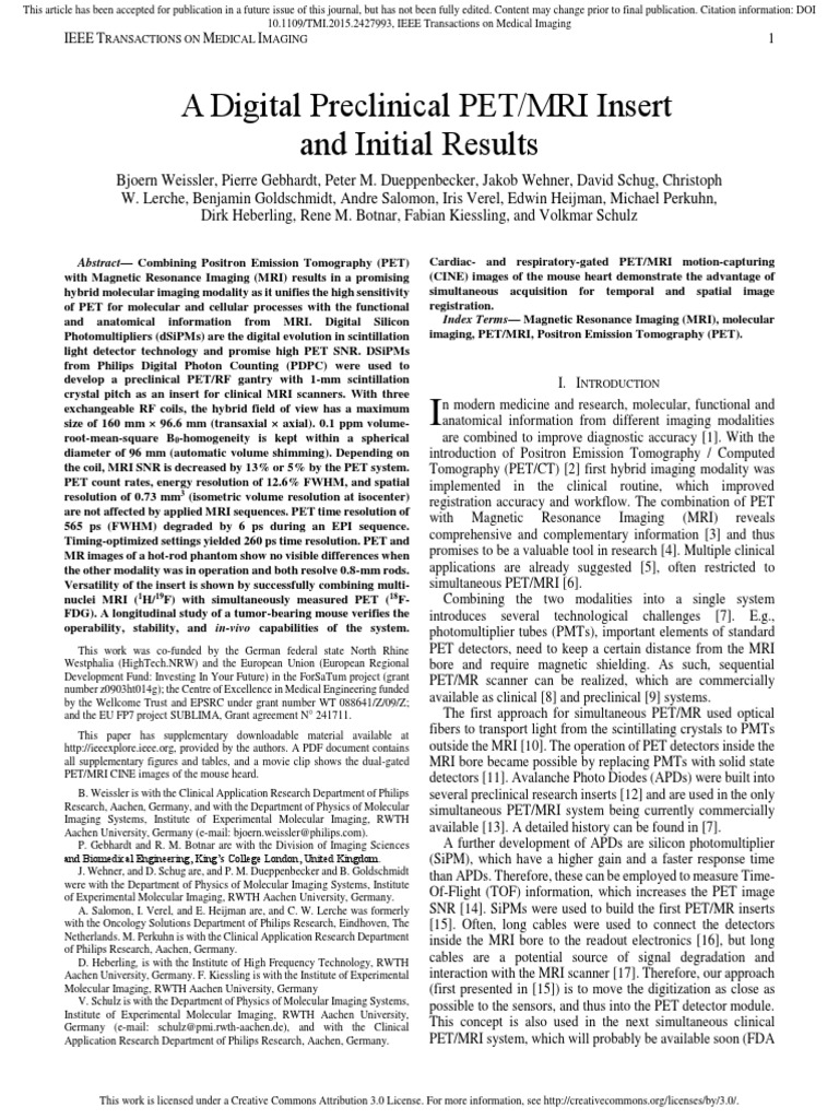 A Digital Preclinical PET/MRI Insert and Initial Results: Abstract - Combining Positron Emission ...