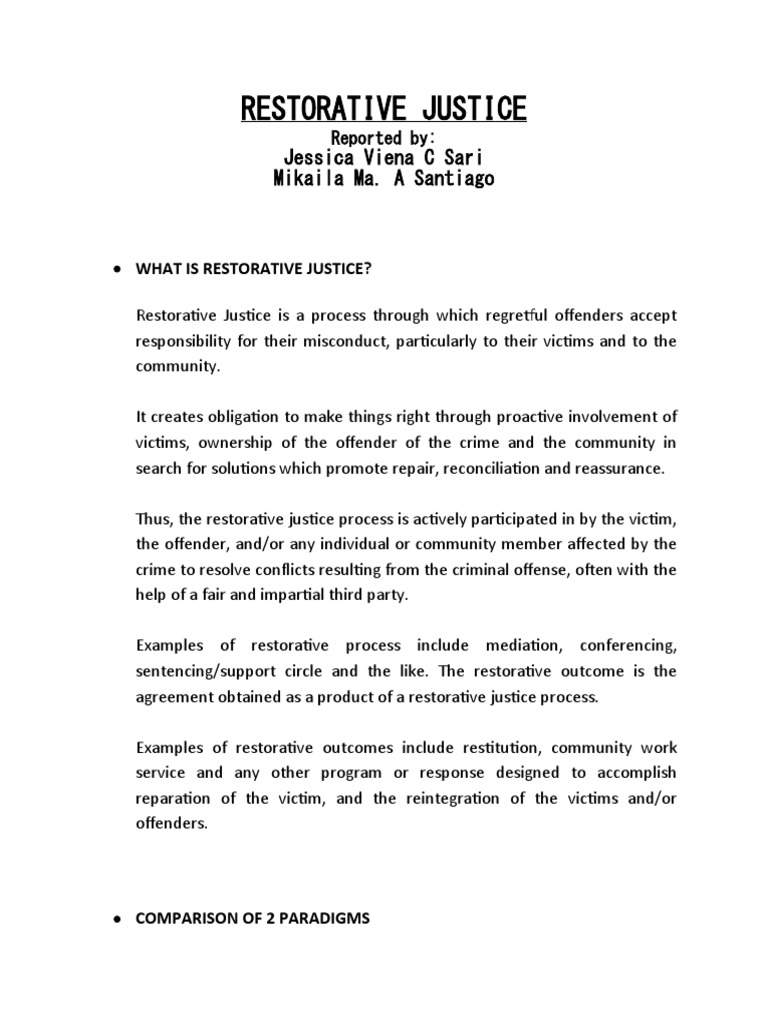 Soft Copy RESTORATIVE JUSTICE | PDF | Restorative Justice | Probation ...