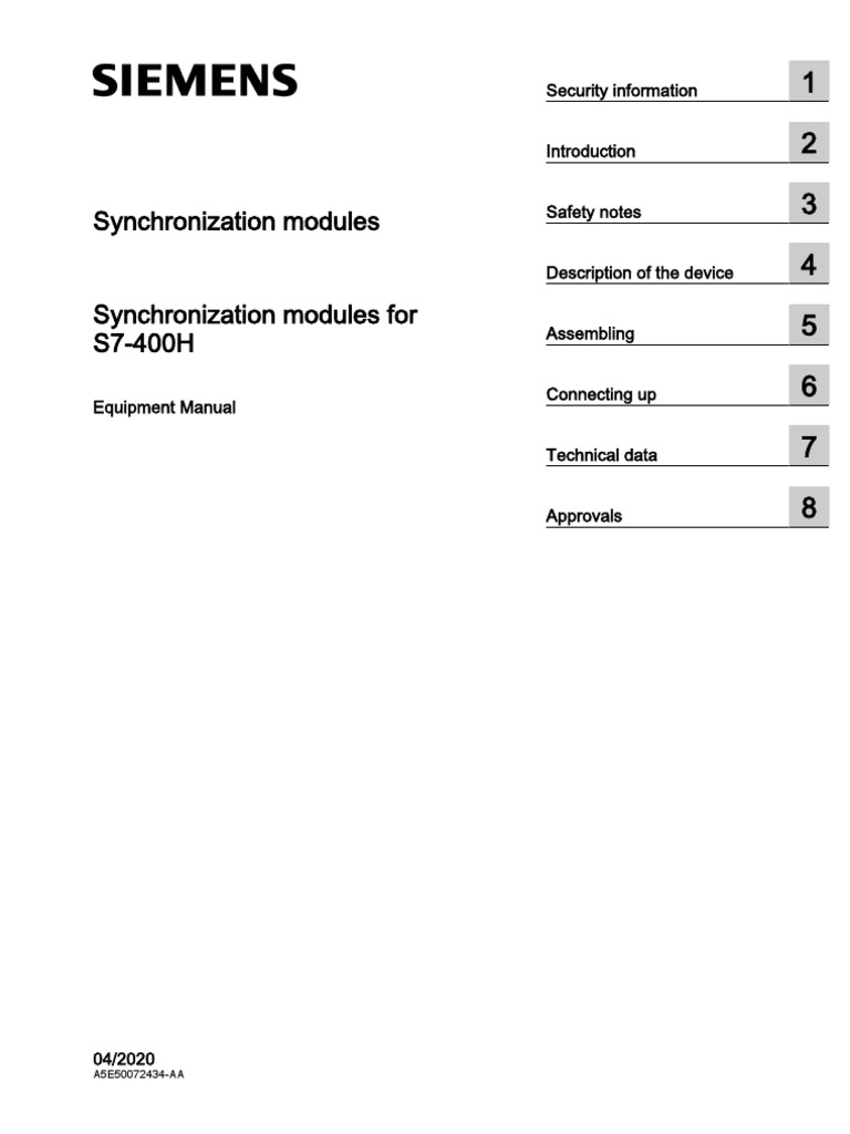 Synchronization Modules Synchronization Modules For S7-400H | PDF ...