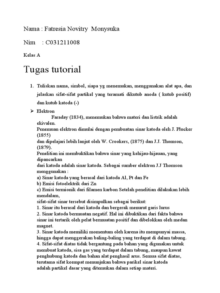 Sifat-Sifat Sinar Katoda dan Elektron | PDF