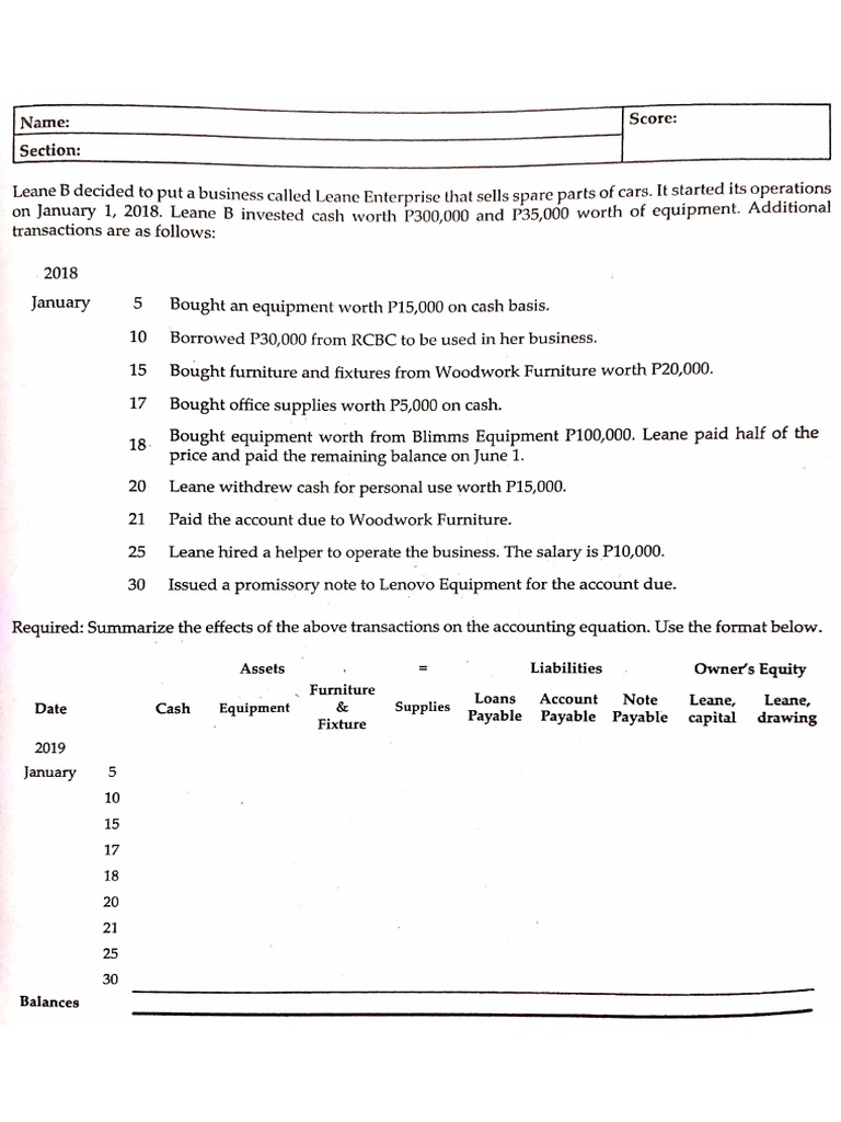 Accounting Exercise 1 | PDF