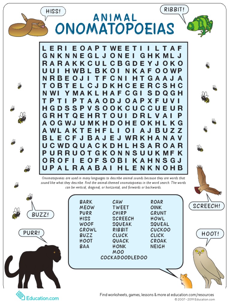Animal-Onomatopoeia-Worksheet MR Brown | PDF | Linguistics | Connotation