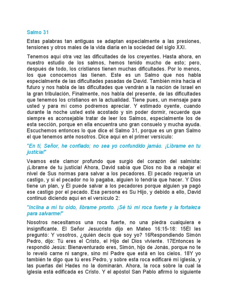 Salmo 31 | PDF | Salmos | Jesús
