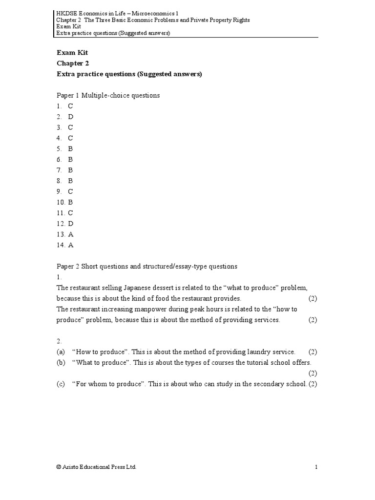 Exam Kit Extra Practice Questions (Suggested Answers) | PDF | Market ...