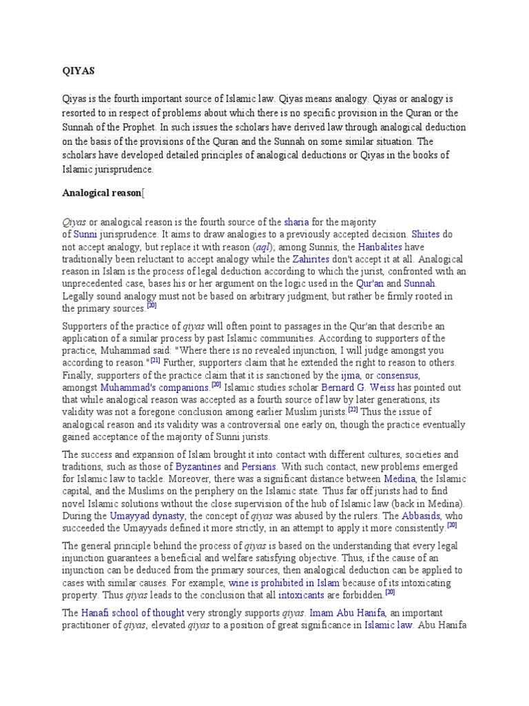 Understanding Qiyas in Islamic Law | PDF | Semitic Words And Phrases ...