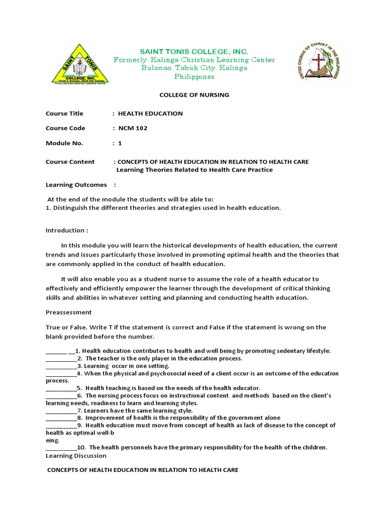 Health Education Module 1-4 | PDF | Learning | Learning Theory (Education)