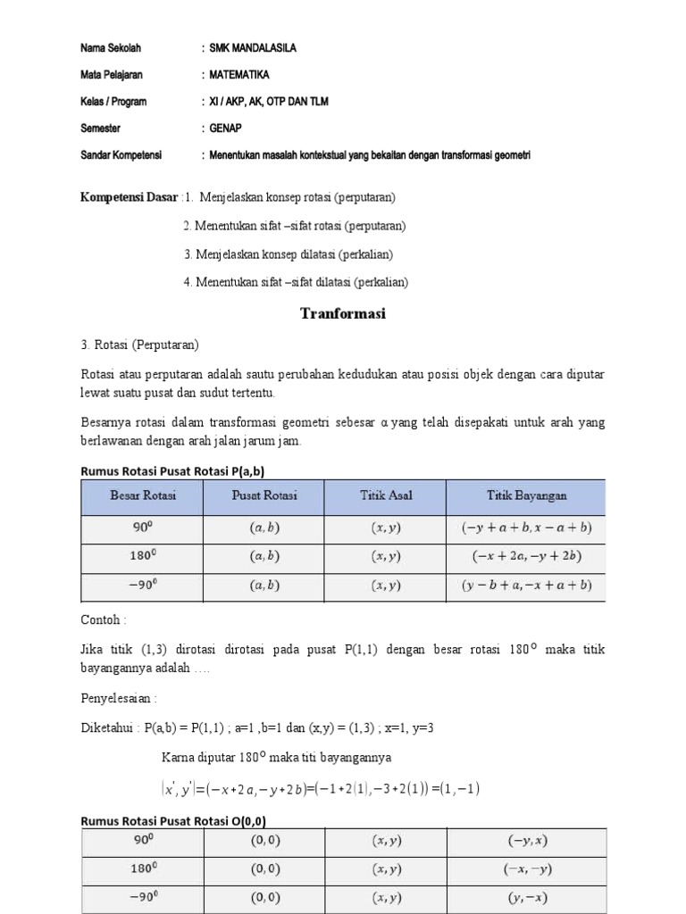 Rotasi Transformasi | PDF | Metode & Bahan Ajar