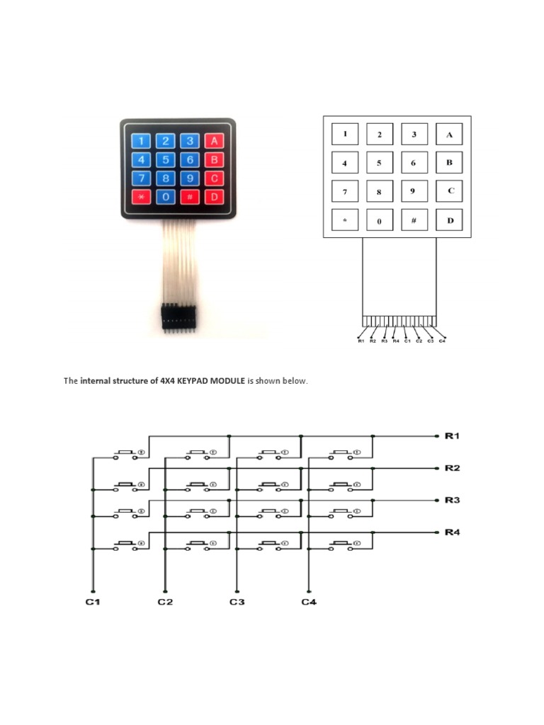 The Internal Structure of 4X4 KEYPAD MODULE Is Shown Below | PDF ...