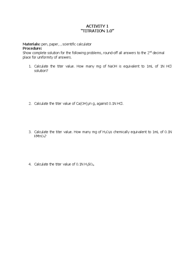 Titration Calculations Guide | PDF