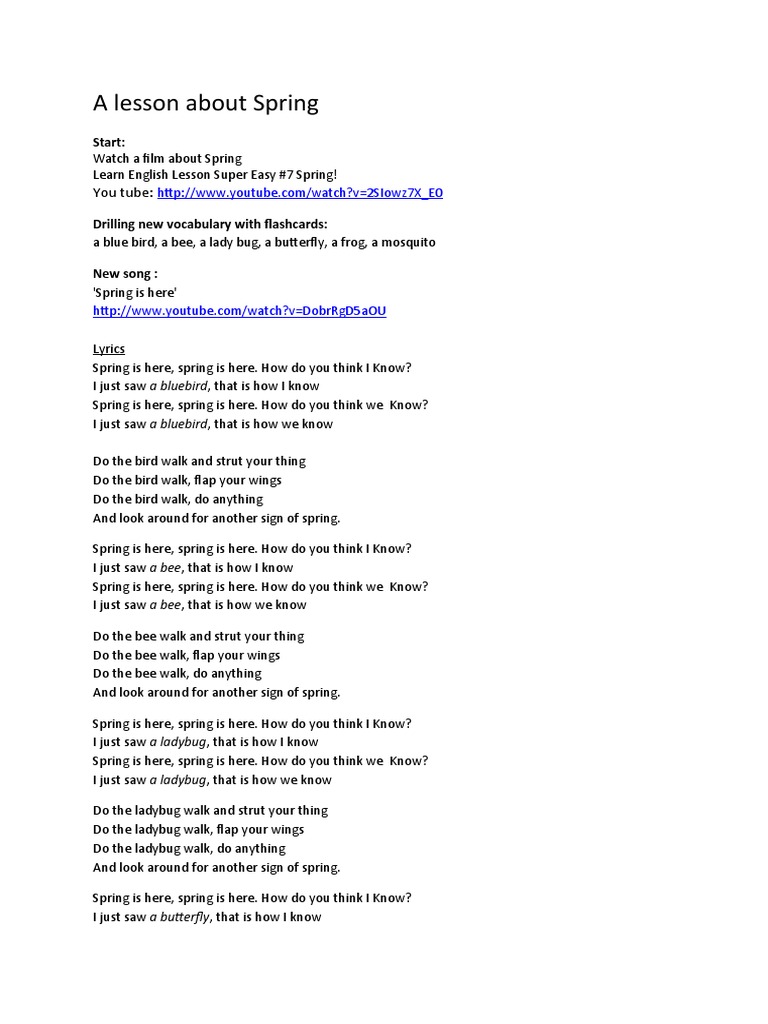 A Lesson About Spring | PDF